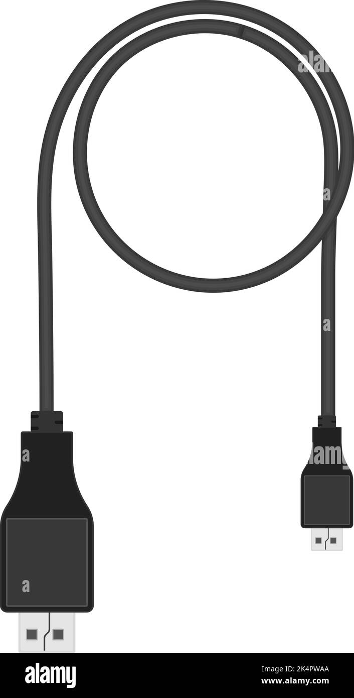 Long usb cable, illustration, vector on a white background Stock Vector ...