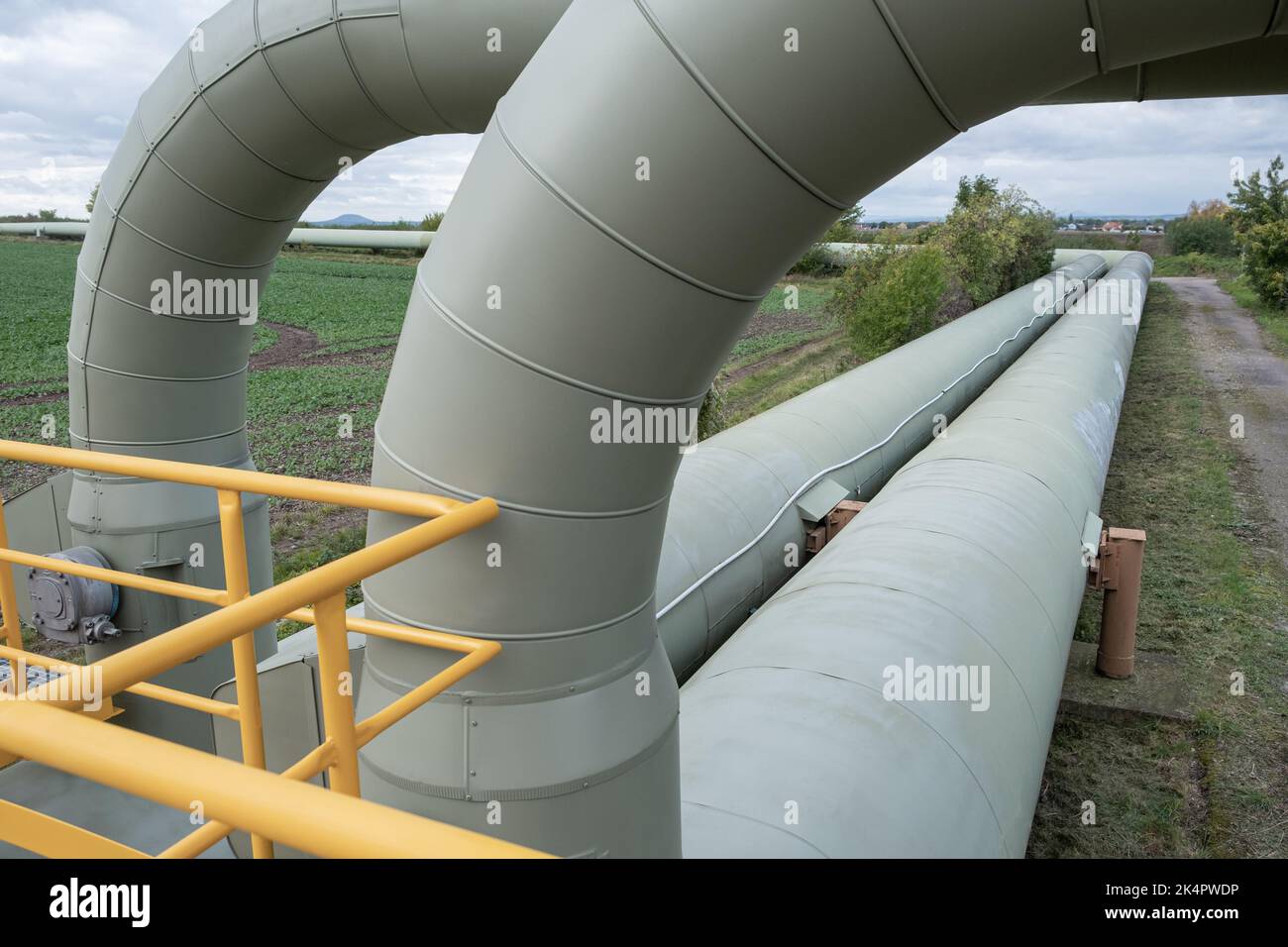 natural gas pipelines in in the field in Europe. Hub of the ...