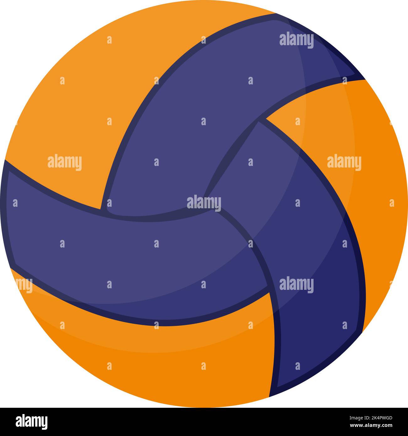 Orange and purple volleyball ball, illustration, vector on a white ...