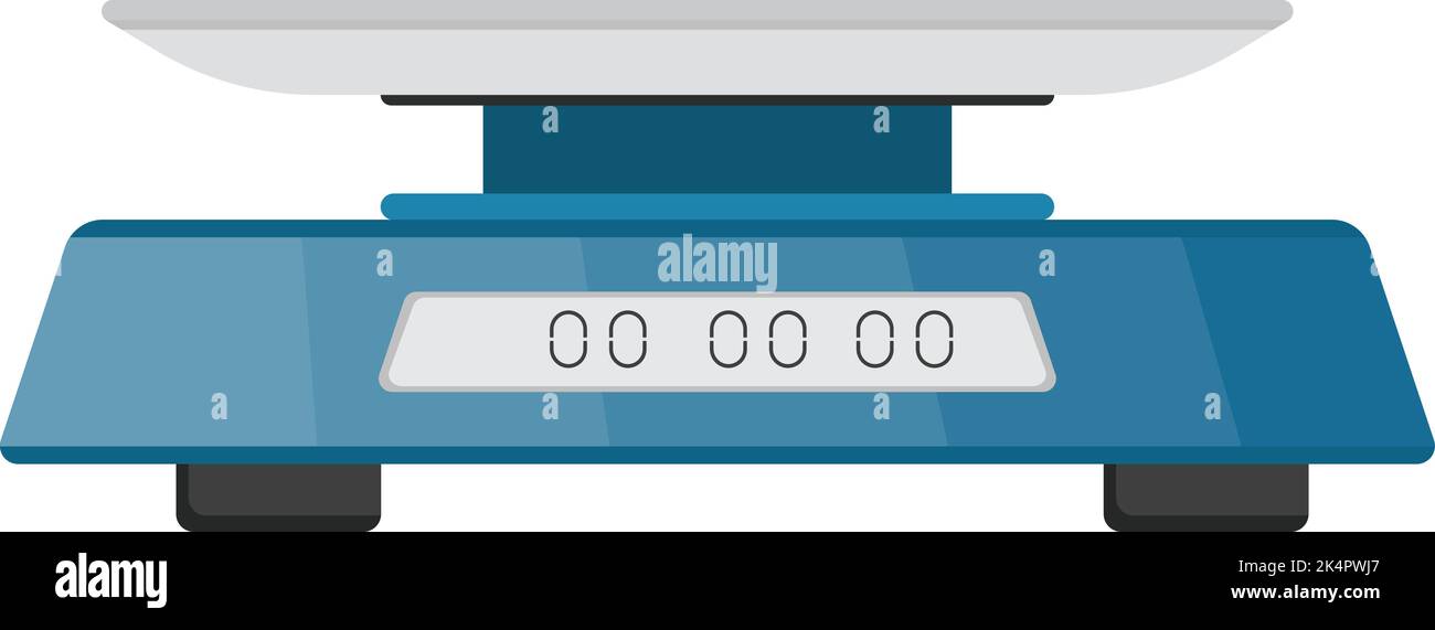 Blue cooking scale, illustration, vector on a white background Stock ...