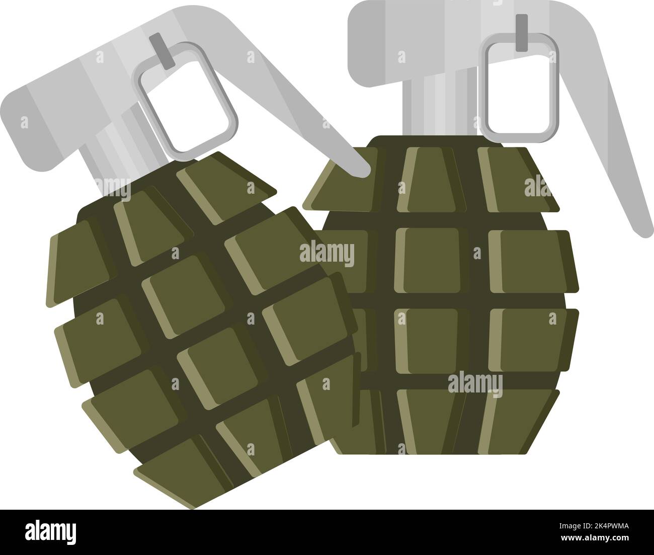 Two green grenades, illustration, vector on a white background Stock ...