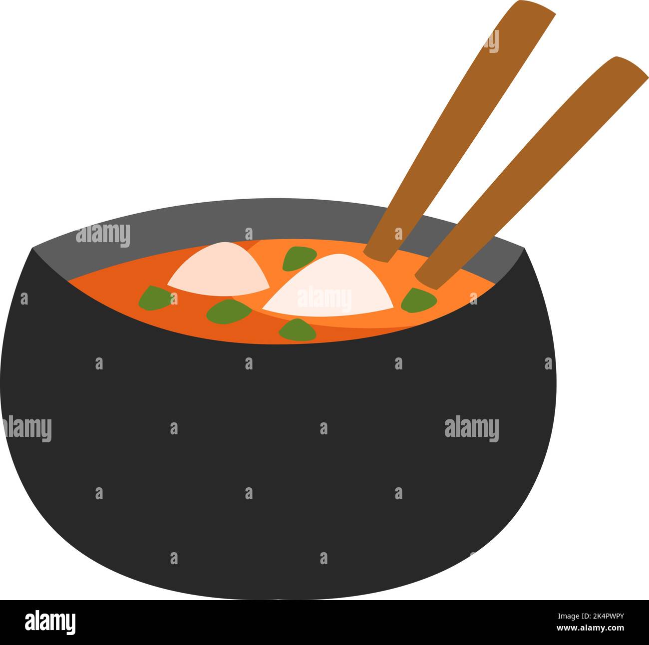 Asian food miso soup, illustration, vector on a white background Stock ...