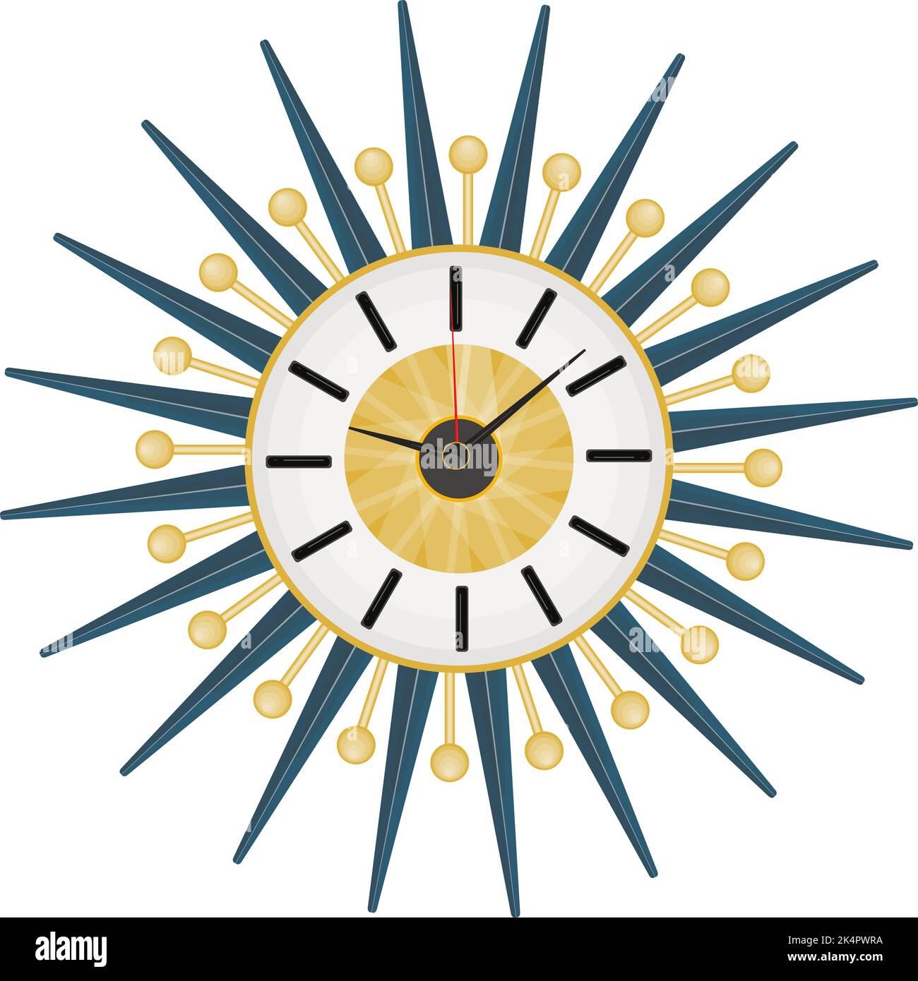 Decorative wall clock, illustration, vector on a white background Stock ...