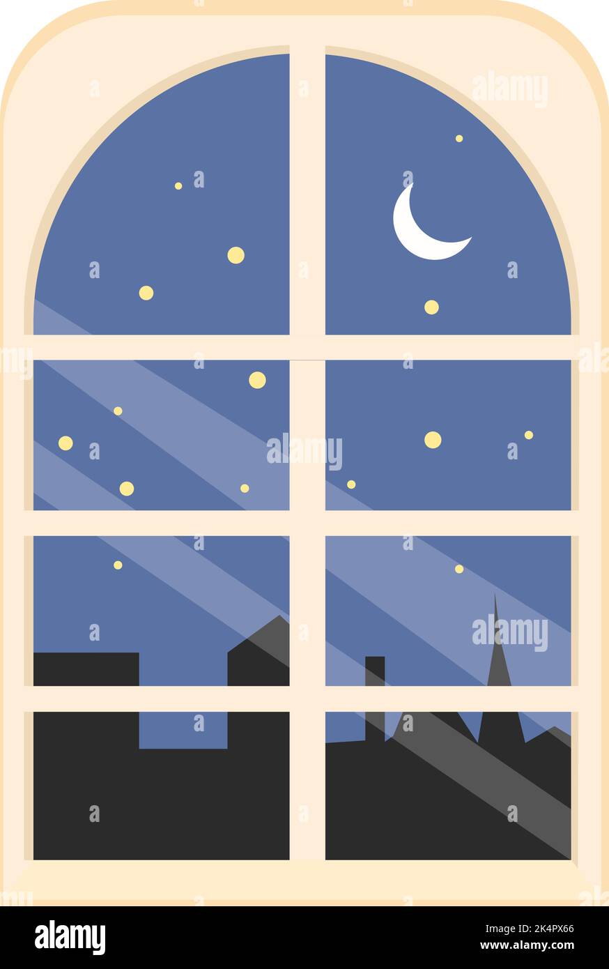 Window at night, illustration, vector on a white background Stock ...