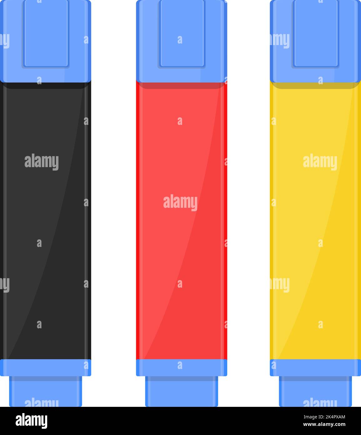Three highlighters, illustration, vector on a white background Stock ...