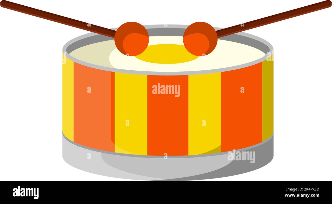 Yellow and orange drums, illustration, vector on a white background ...