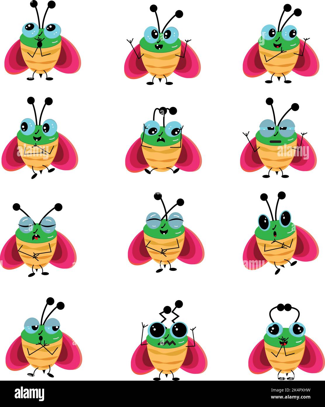 Bugs feelings, illustration, vector on a white background Stock Vector ...