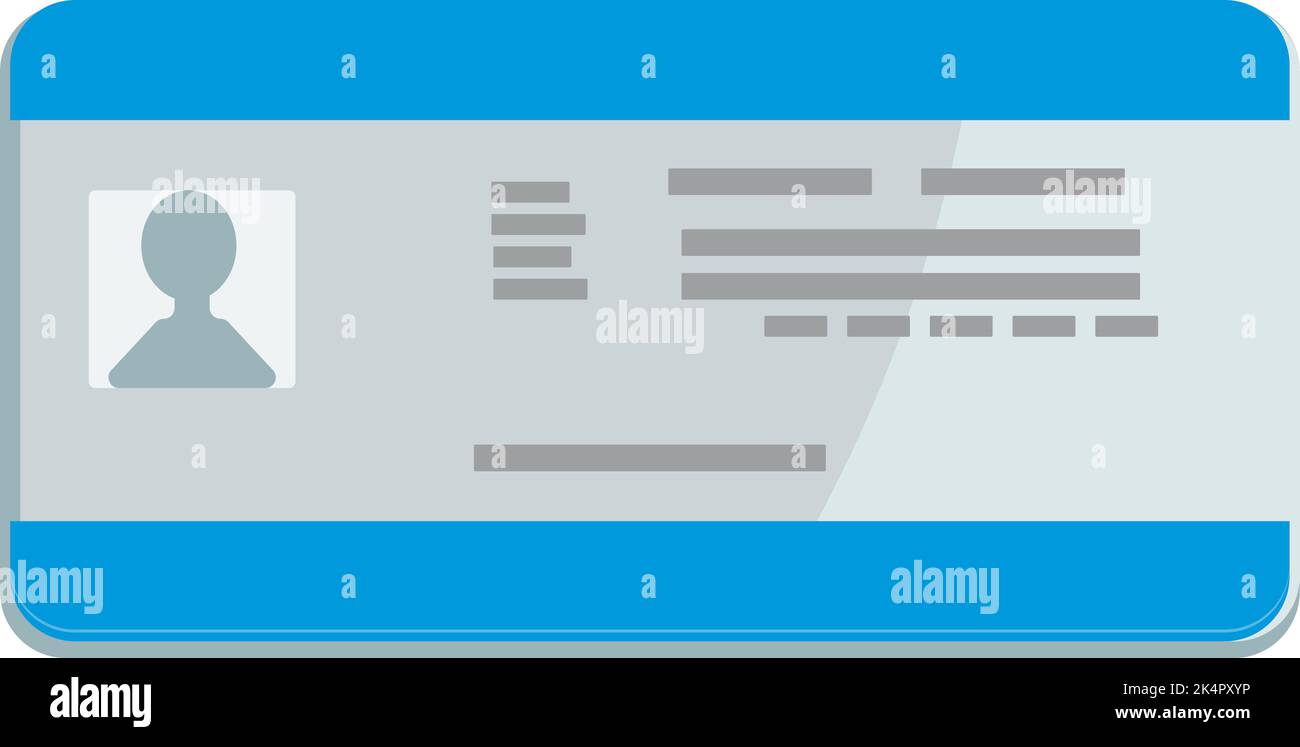 Blue ID Card, illustration, vector on a white background Stock Vector ...