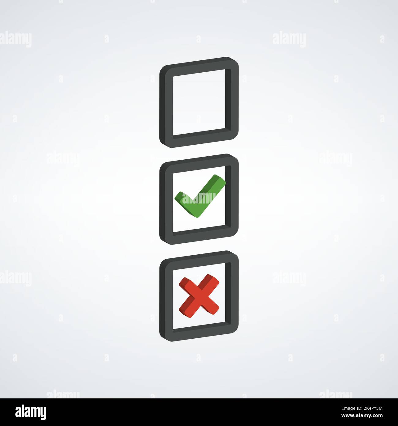 3d Tick and cross bullet box set signs.Tick icons big set. A check mark stickers.Validation ...