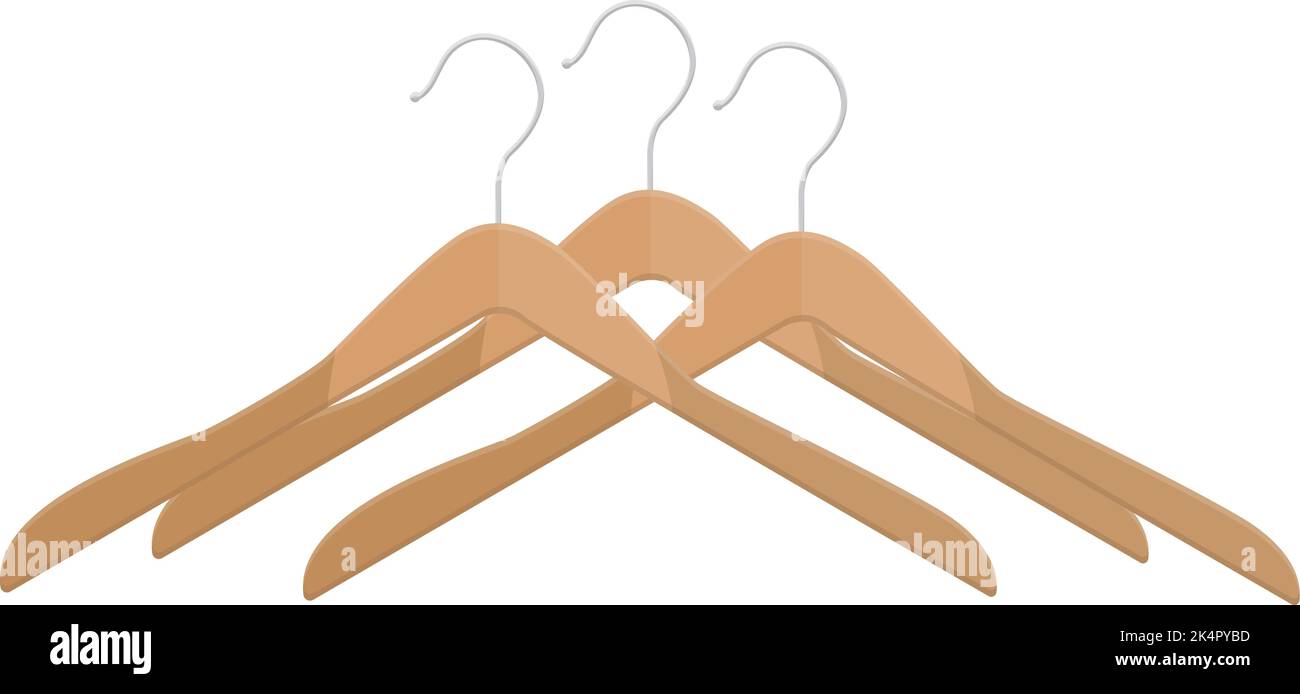 Three wooden hangers, illustration, vector on a white background Stock ...