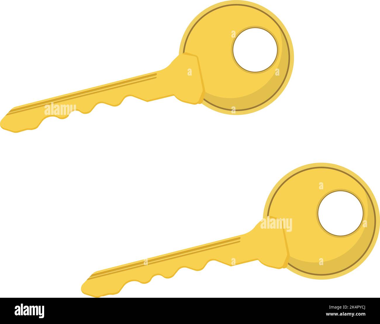 Two golden keys, illustration, vector on a white background Stock ...