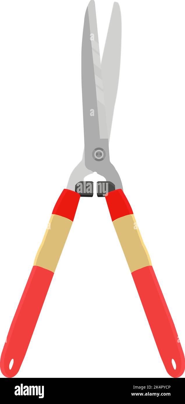 Red hedge trimmer, illustration, vector on a white background Stock ...