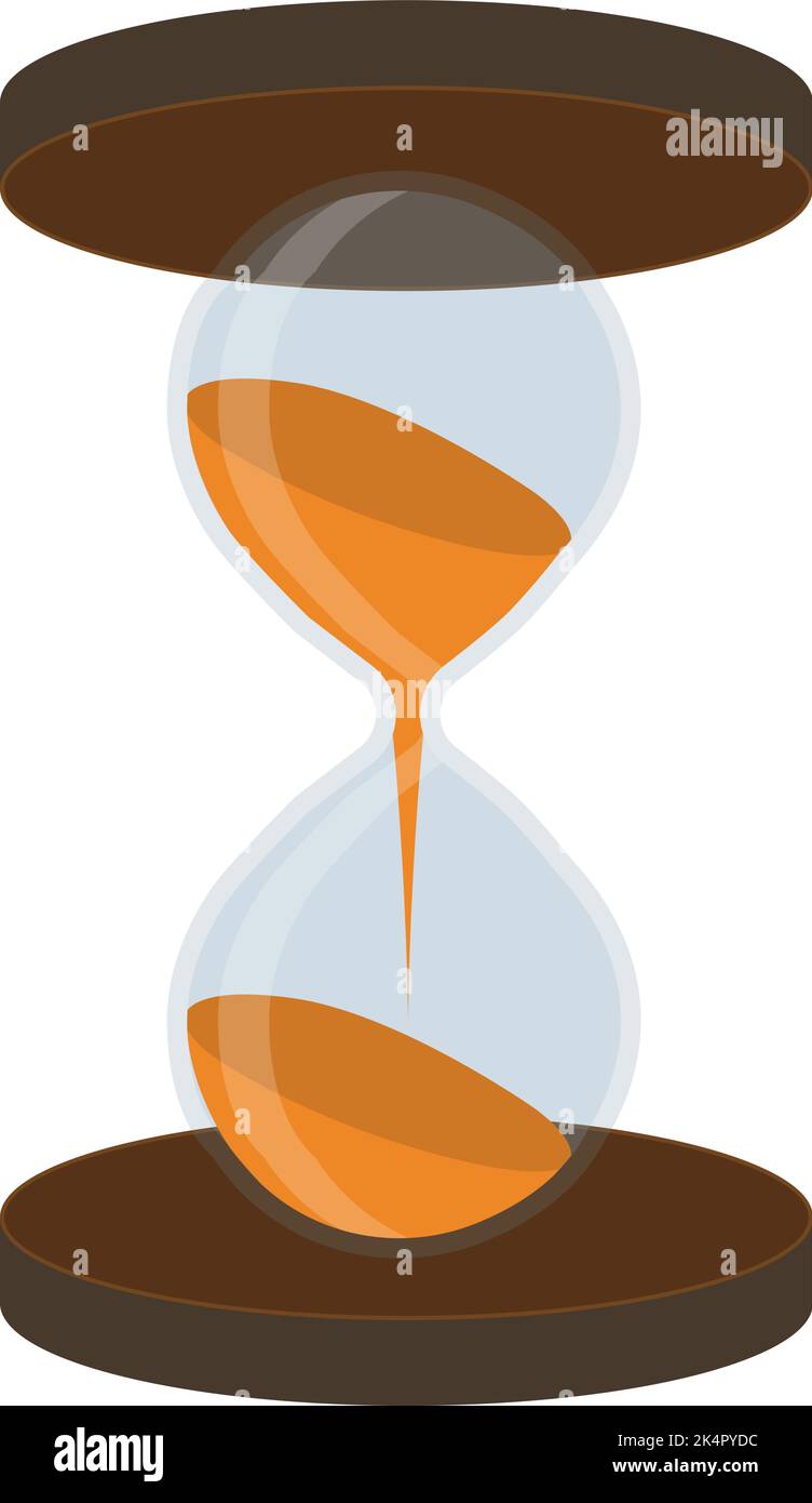 Golden hourglass, illustration, vector on a white background Stock ...