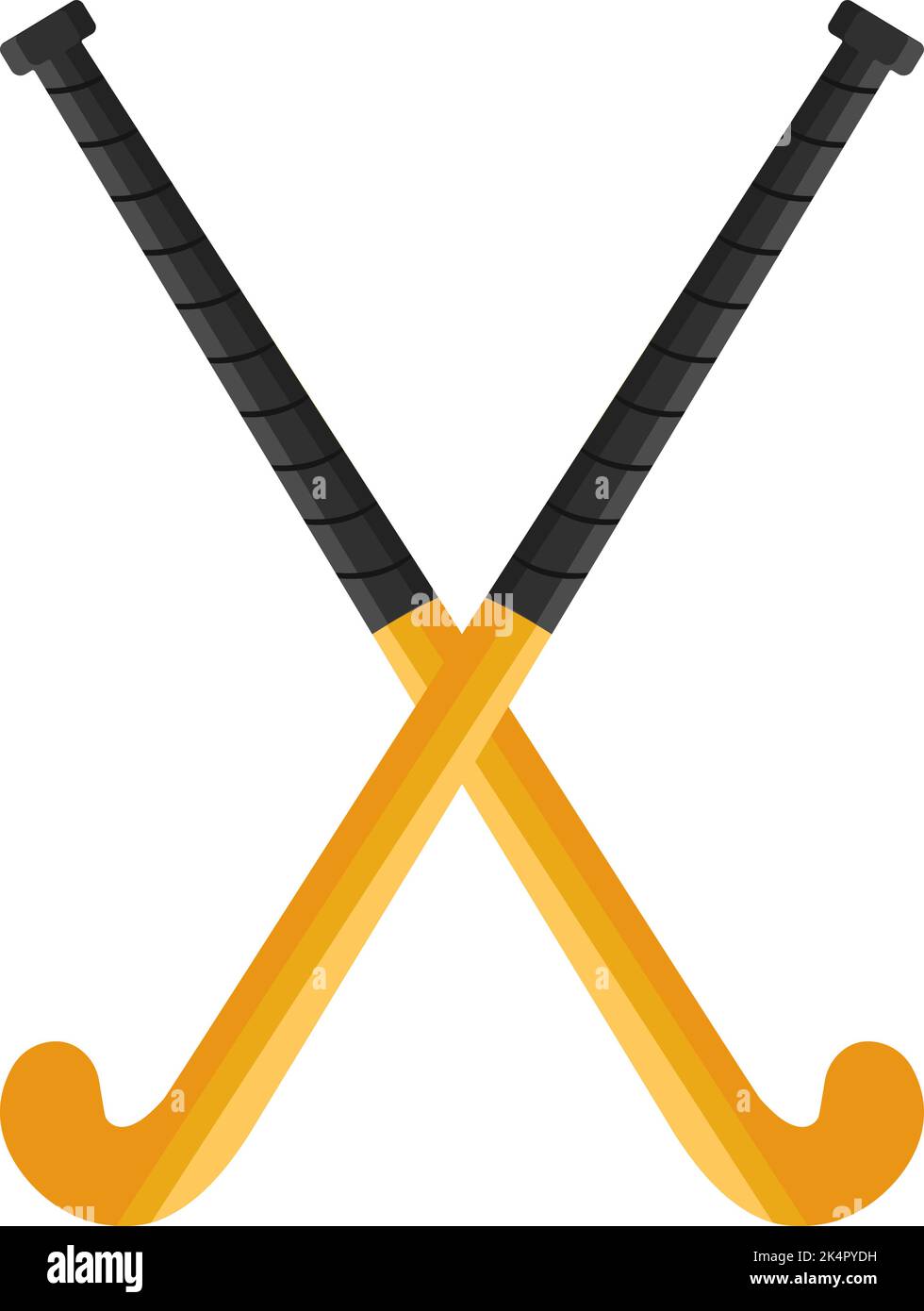 Yellow hockey sticks, illustration, vector on a white background Stock ...