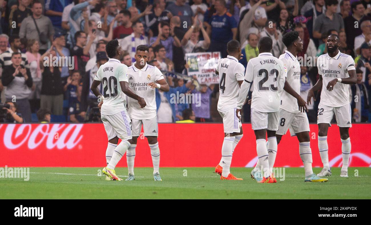 2nd October 2022; Santiago Bernabeu Stadium, Madrid, Spain: La Liga ...