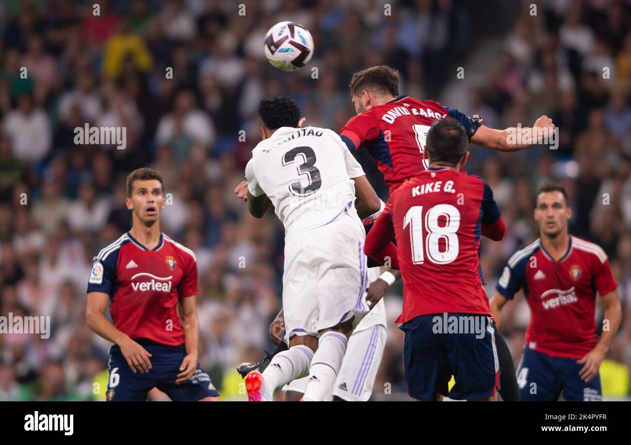 2nd October 2022; Santiago Bernabeu Stadium, Madrid, Spain: La Liga ...