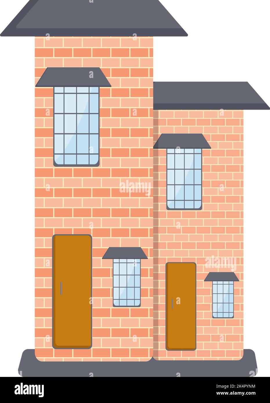 Brick home, illustration, vector on a white background Stock Vector ...