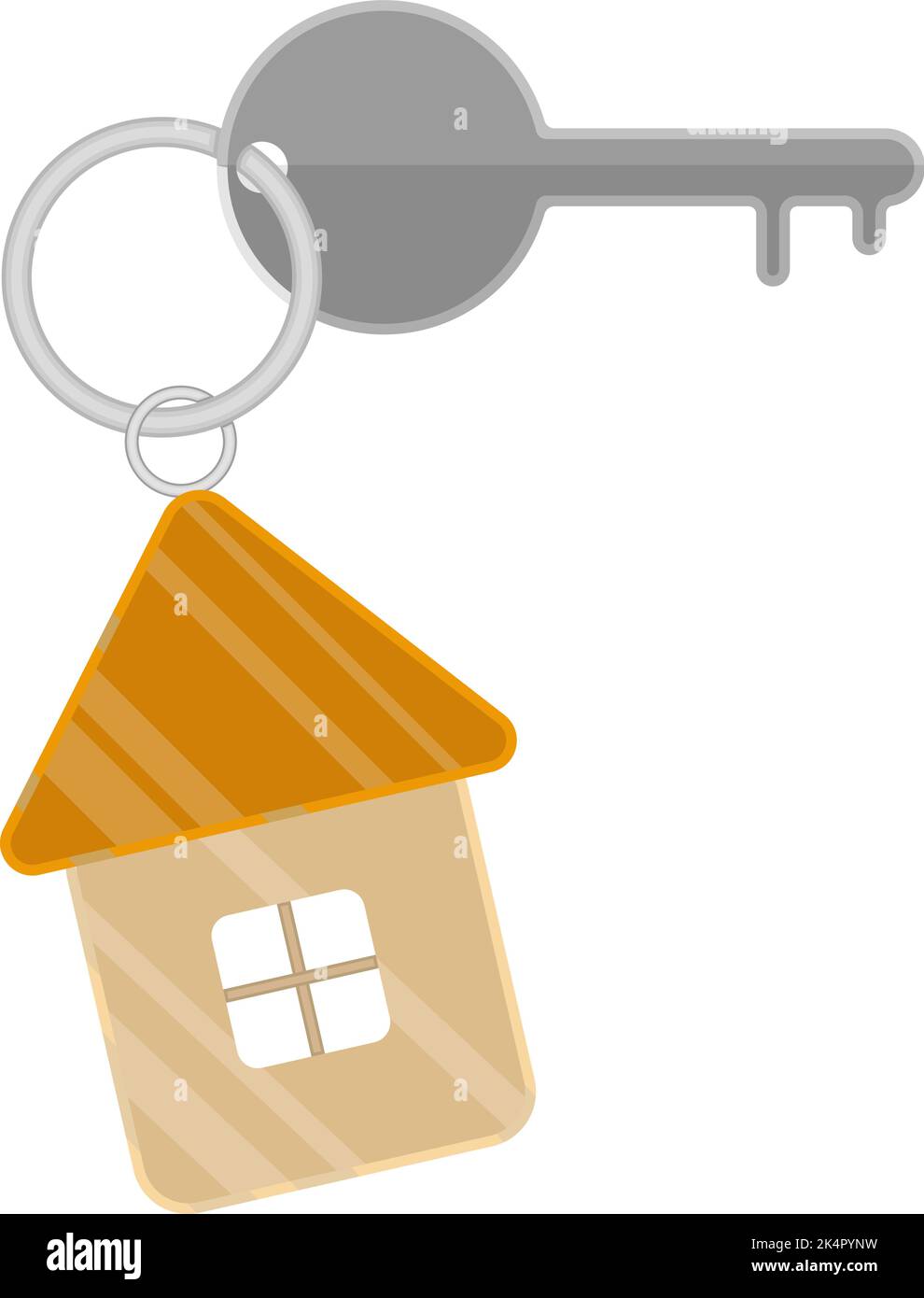 Key with house keychain, illustration, vector on a white background ...