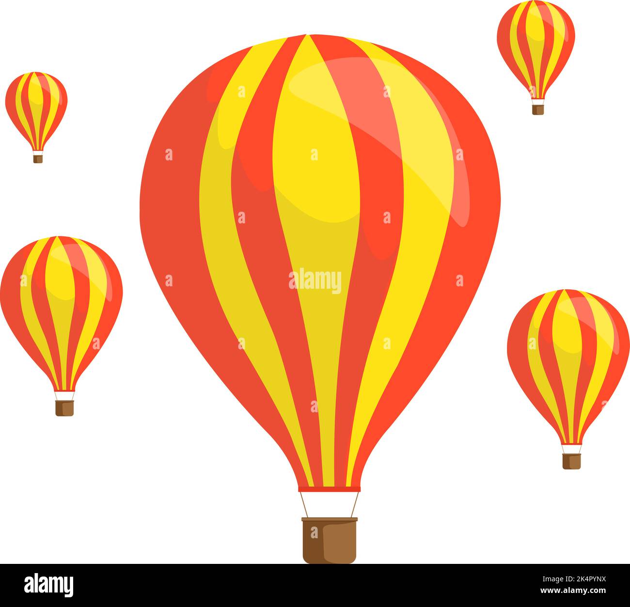 Five hot air balloons, illustration, vector on a white background Stock ...