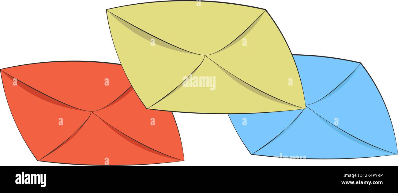 Three envelopes, illustration, vector on a white background Stock ...