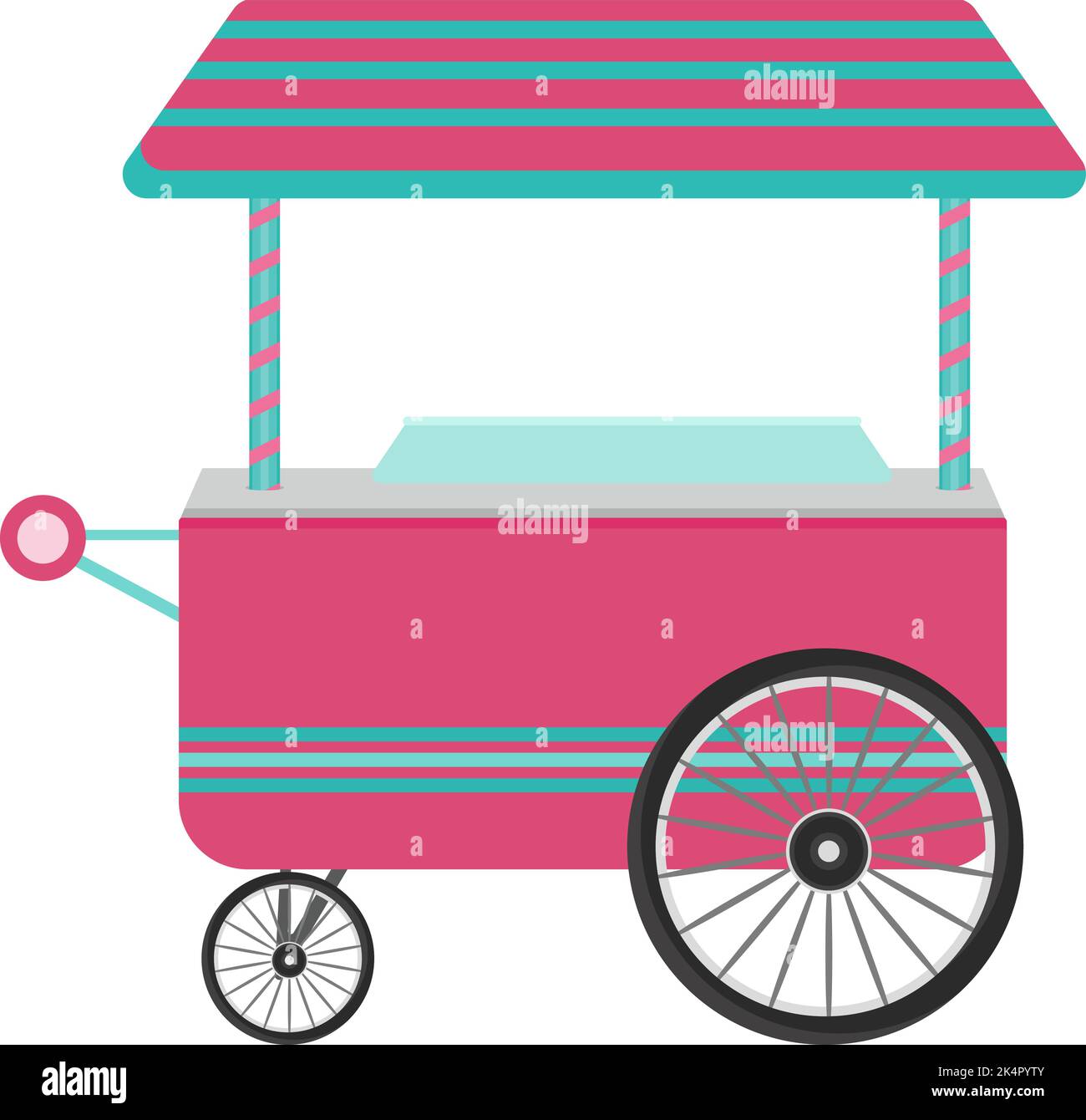 Pink ice cream cart, illustration, vector on a white background Stock ...