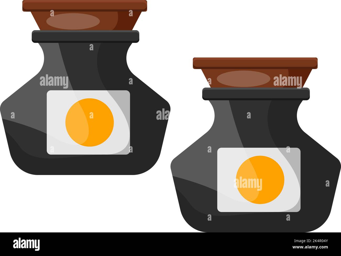 Two ink pots, illustration, vector on a white background Stock Vector ...