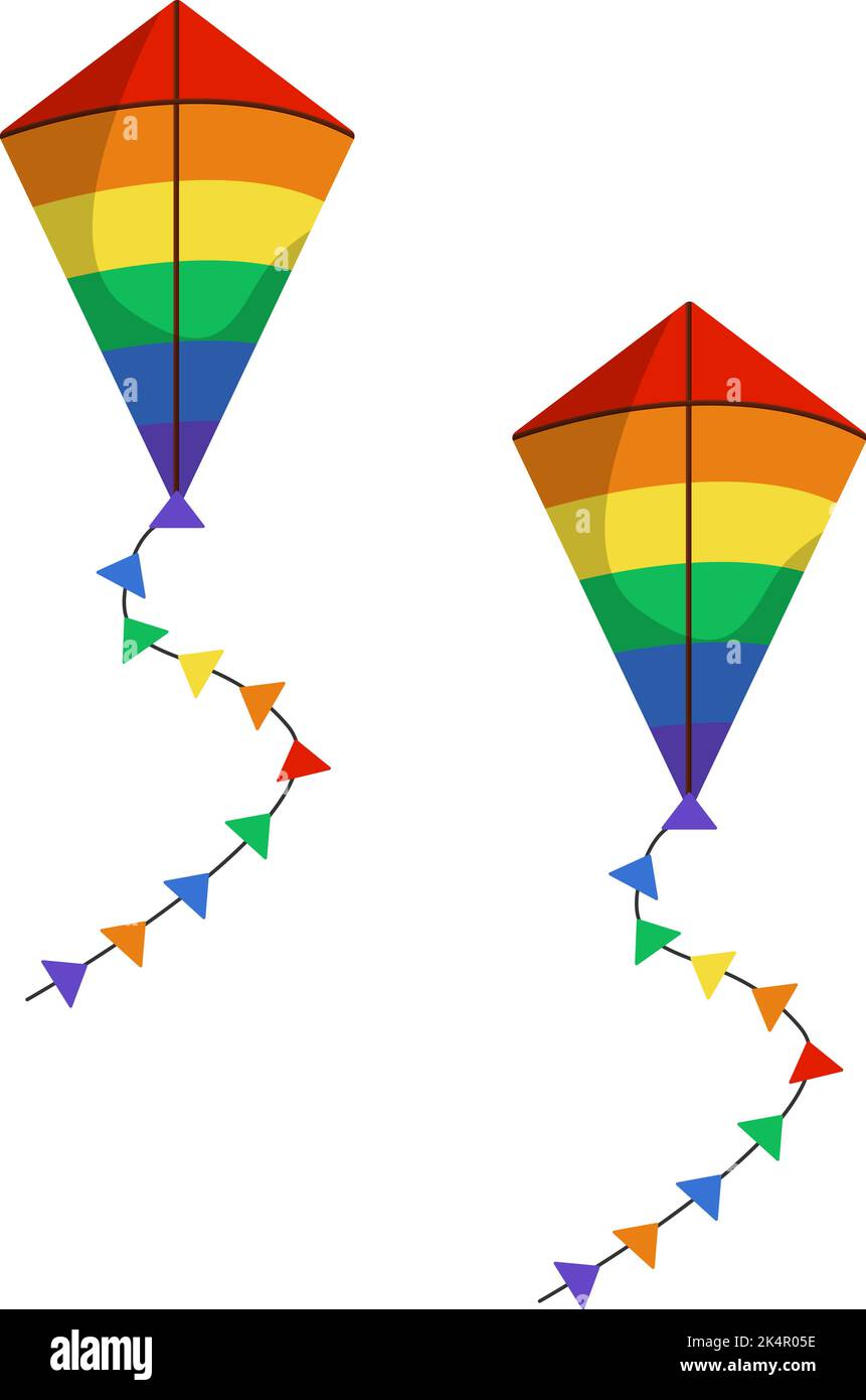 Colorful kites, illustration, vector on a white background Stock Vector ...