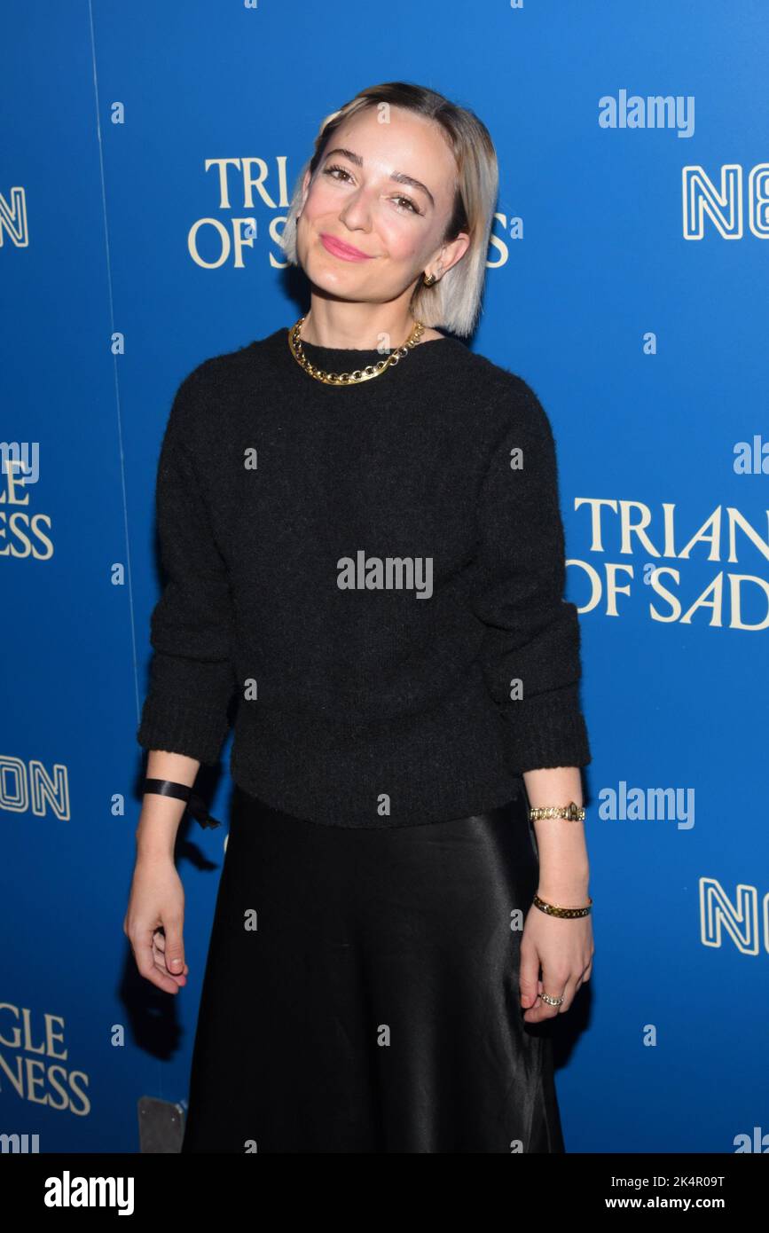 New York, USA. 03rd Oct, 2022. Kate Easton attends the Triangle of ...