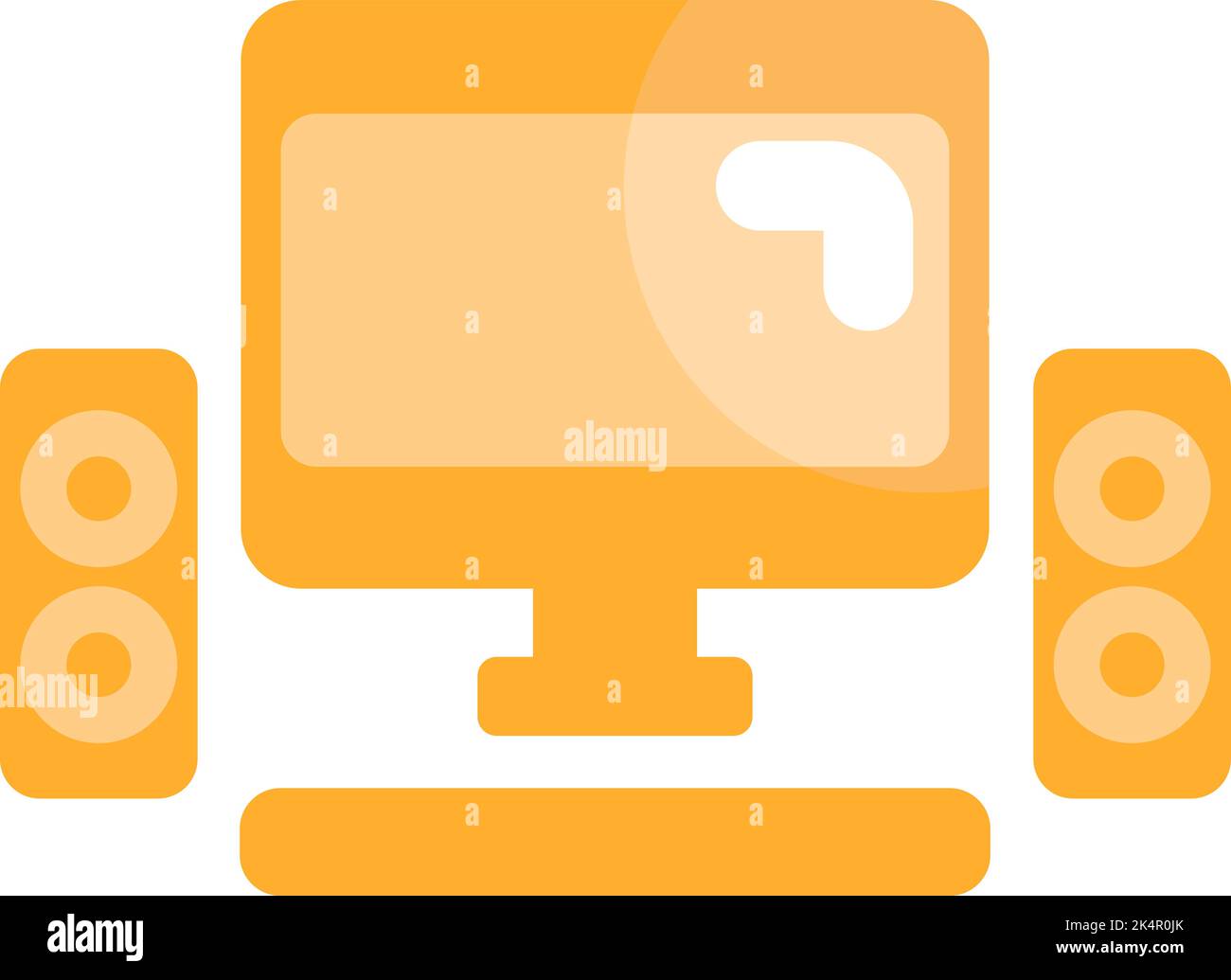 Computer speakers and monitor, illustration, vector on a white ...