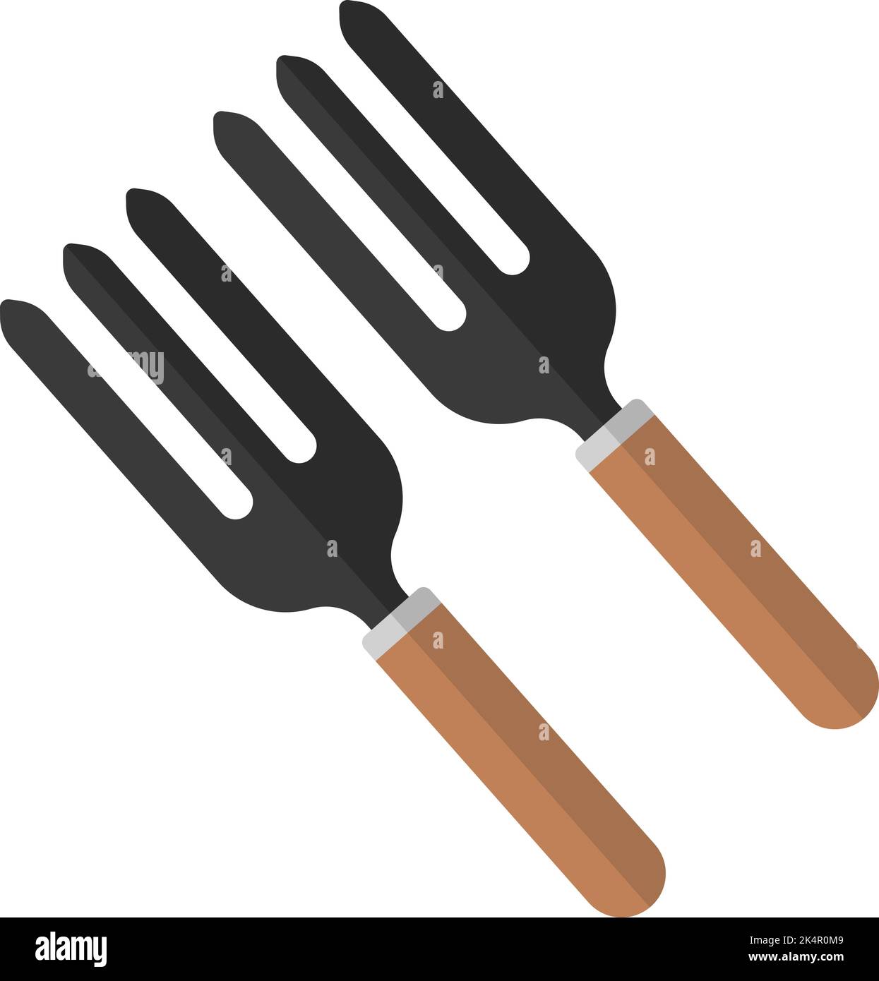 Small garden fork, illustration, vector on a white background Stock ...