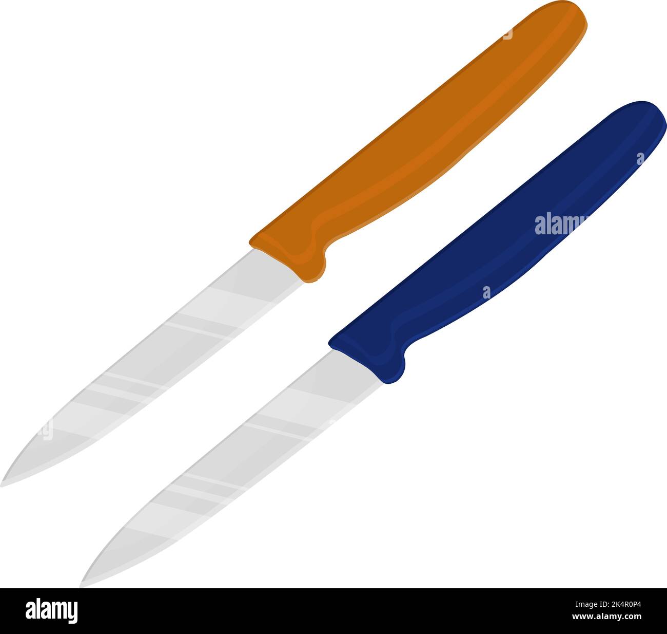 Two colorful kitchen knives, illustration, vector on a white background ...