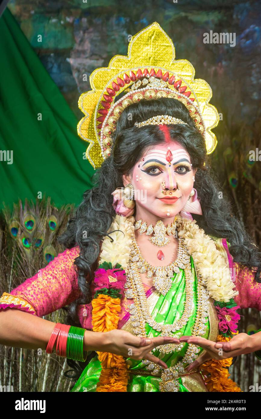 Agomoni concept photo shoot,Woman face with perfect makeup like goddess ...