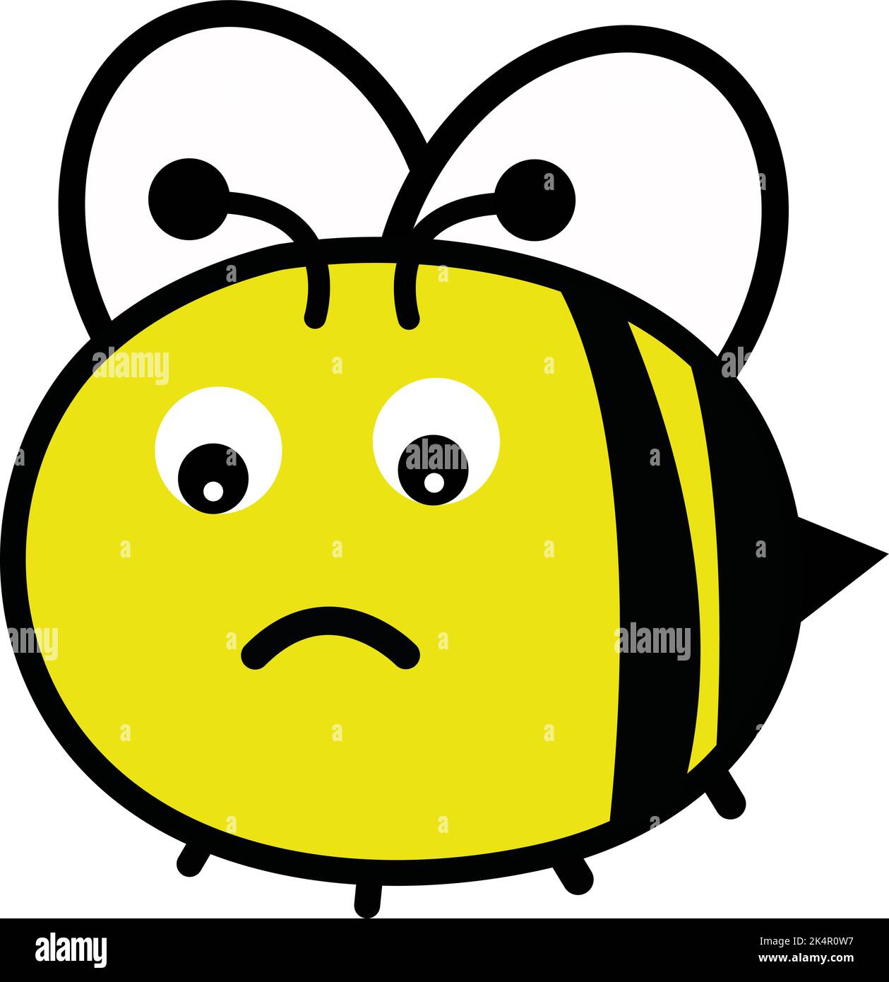 Sad bee, illustration, vector on a white background Stock Vector Image ...