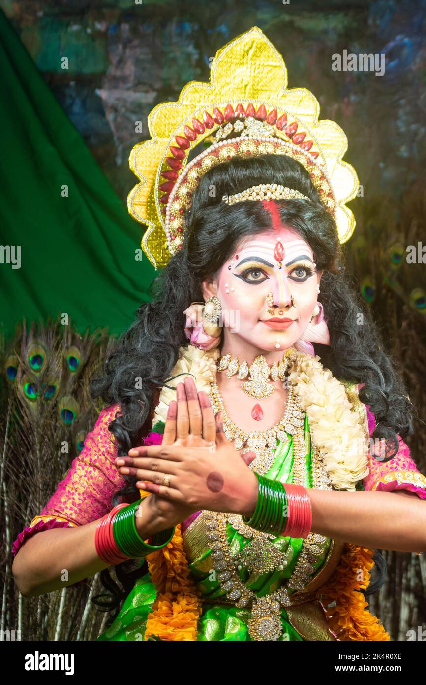 Agomoni concept photo shoot,Woman face with perfect makeup like goddess ...