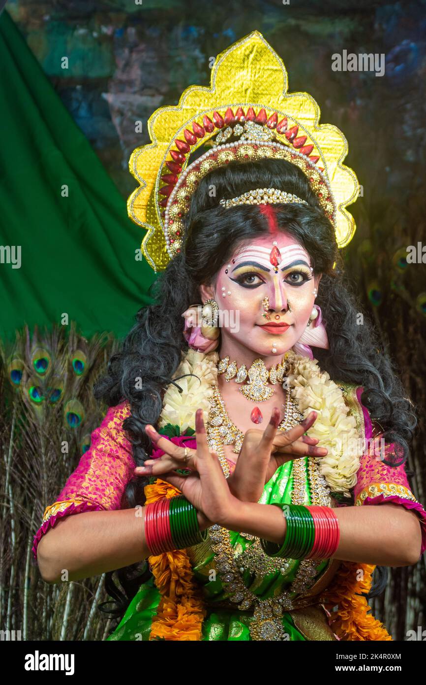 Agomoni concept photo shoot,Woman face with perfect makeup like goddess ...