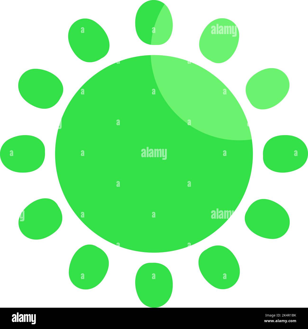 Green sun, illustration, vector on a white background Stock Vector ...