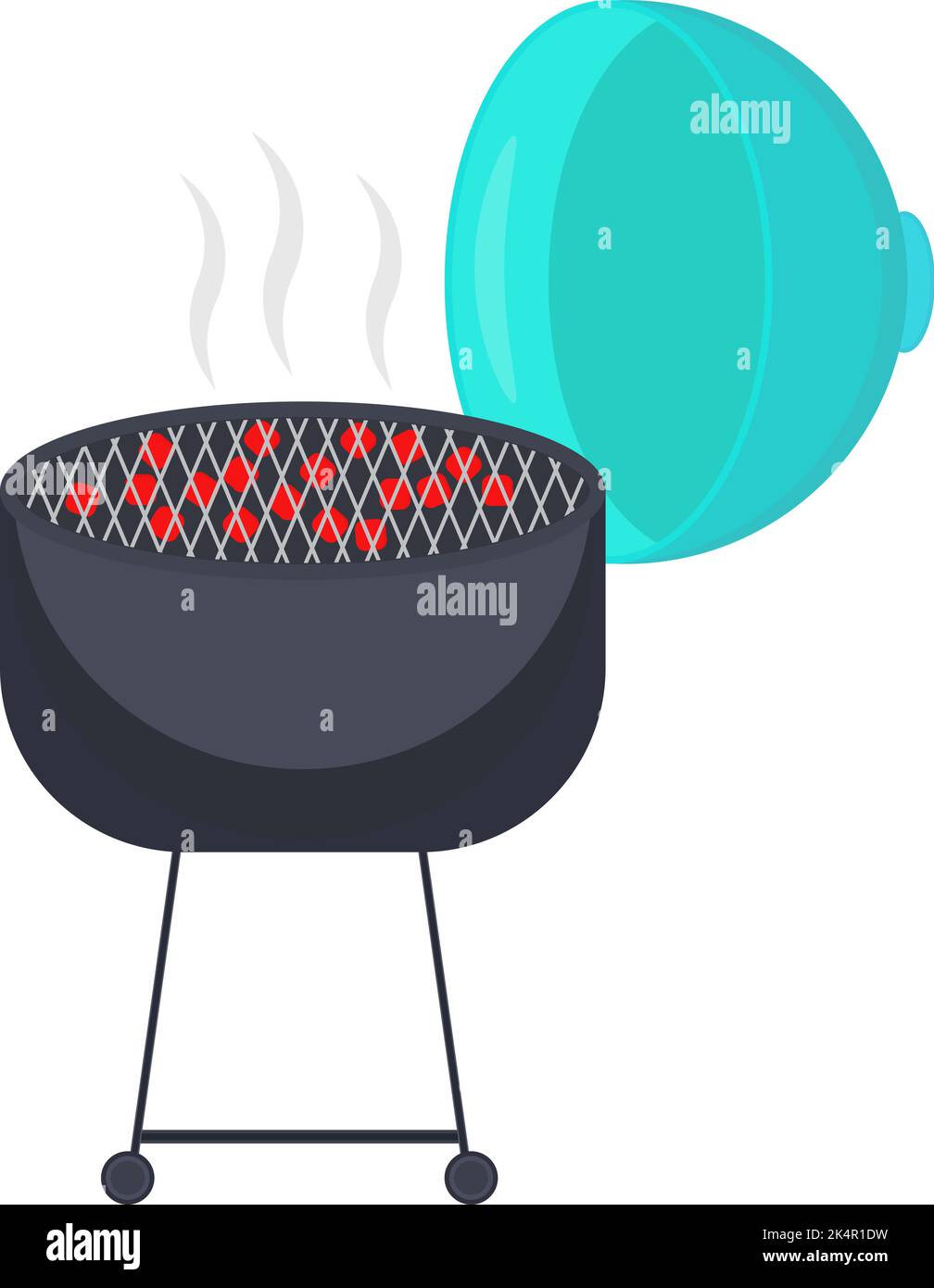 Grill with blue lid, illustration, vector on a white background Stock ...