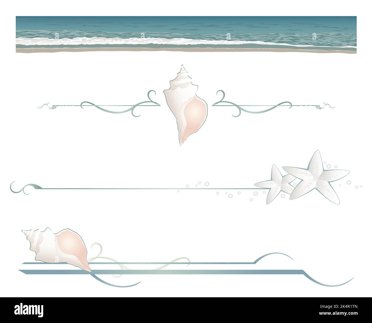 A variety of seashell & beach divider lines Stock Vector Image & Art ...