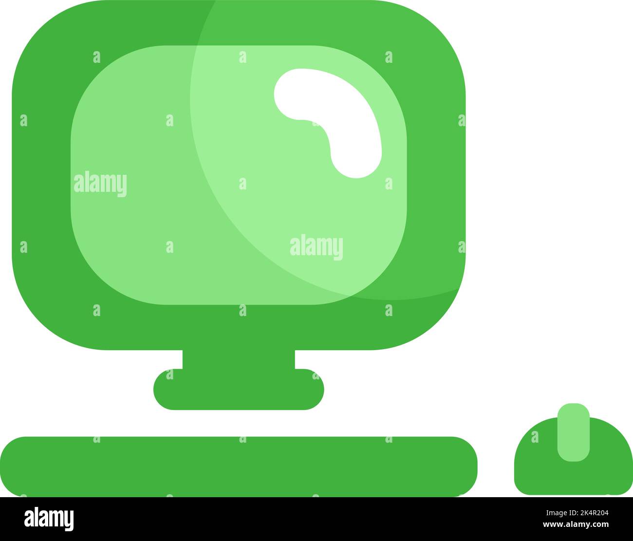 Green computer set, illustration, vector on a white background Stock ...