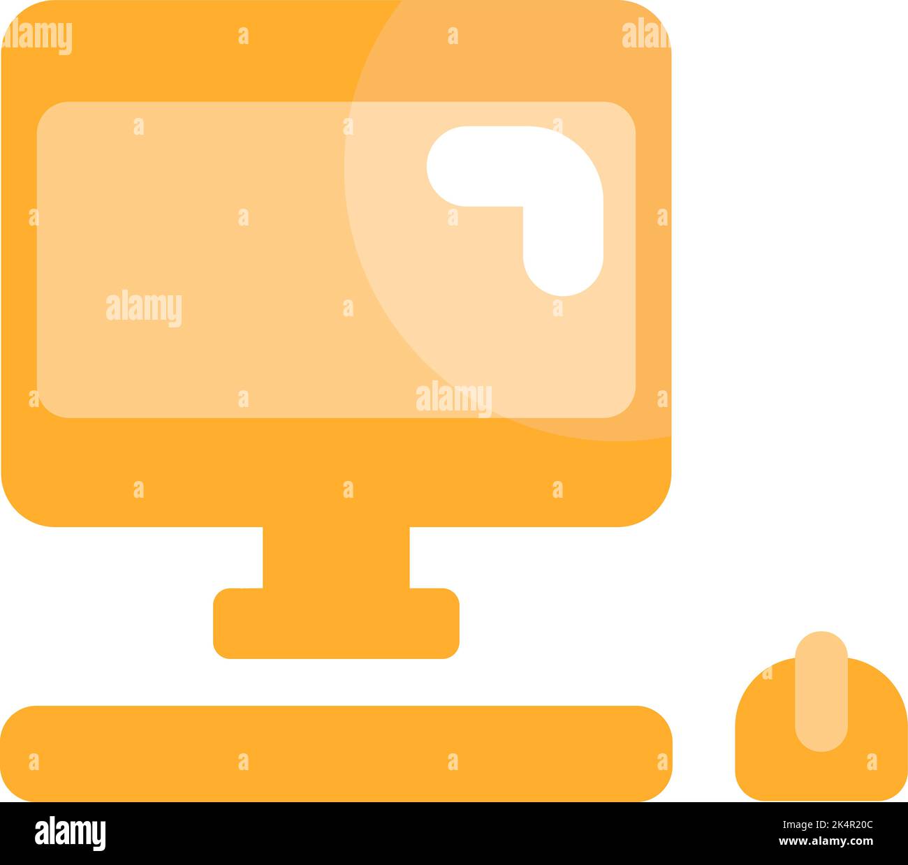 Computer monitor and mouse, illustration, vector on a white background ...