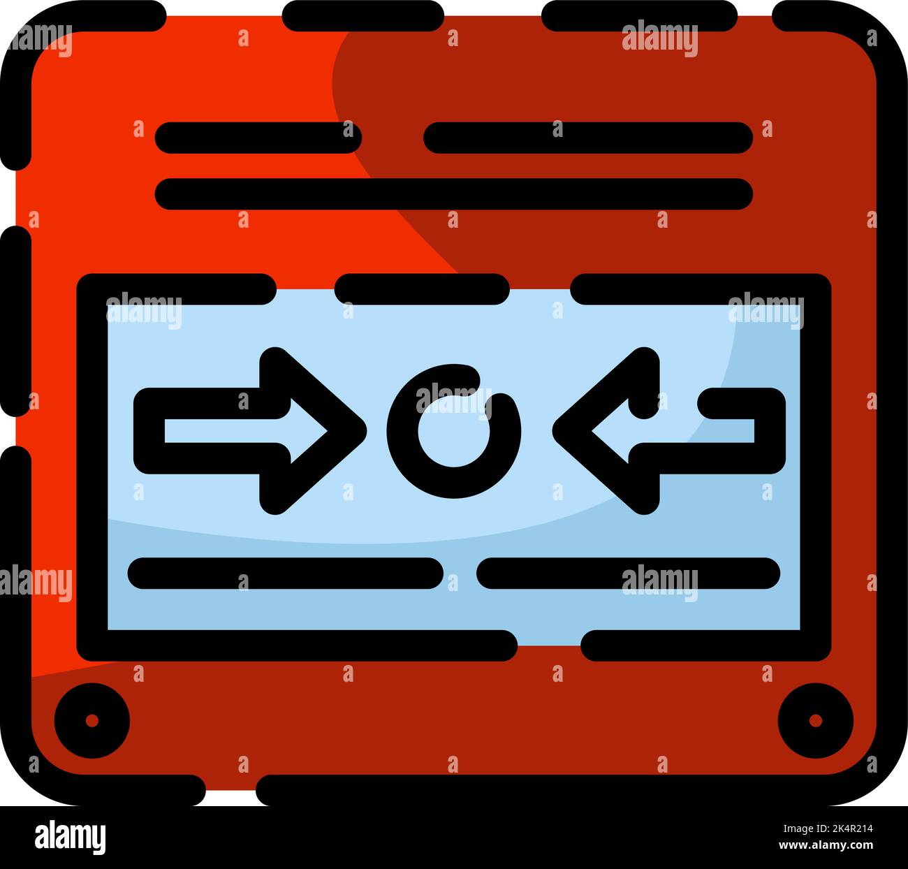 Firefighter emergency button, illustration, vector on a white ...