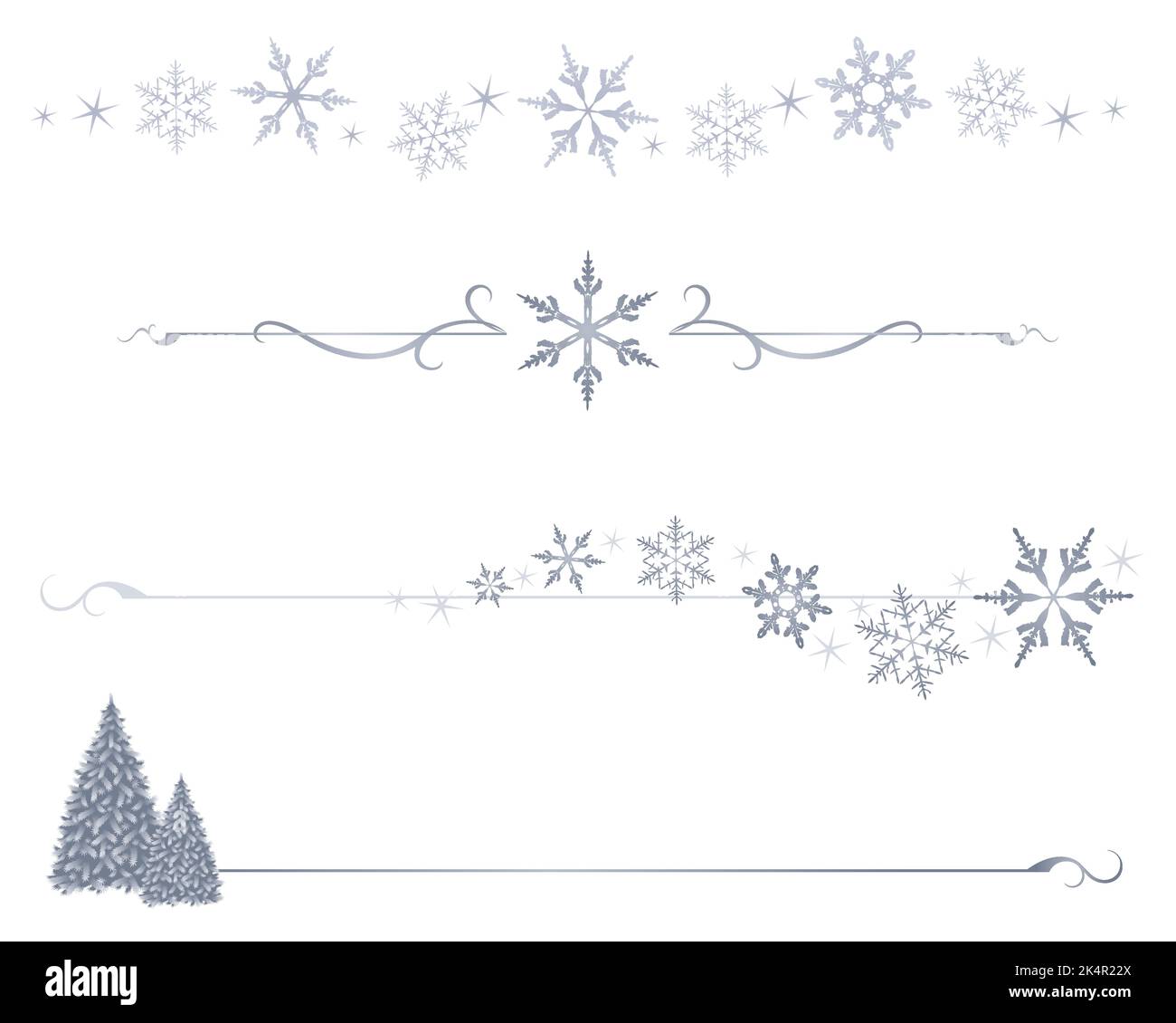 A variety of winter snowflake divider lines Stock Vector Image & Art ...
