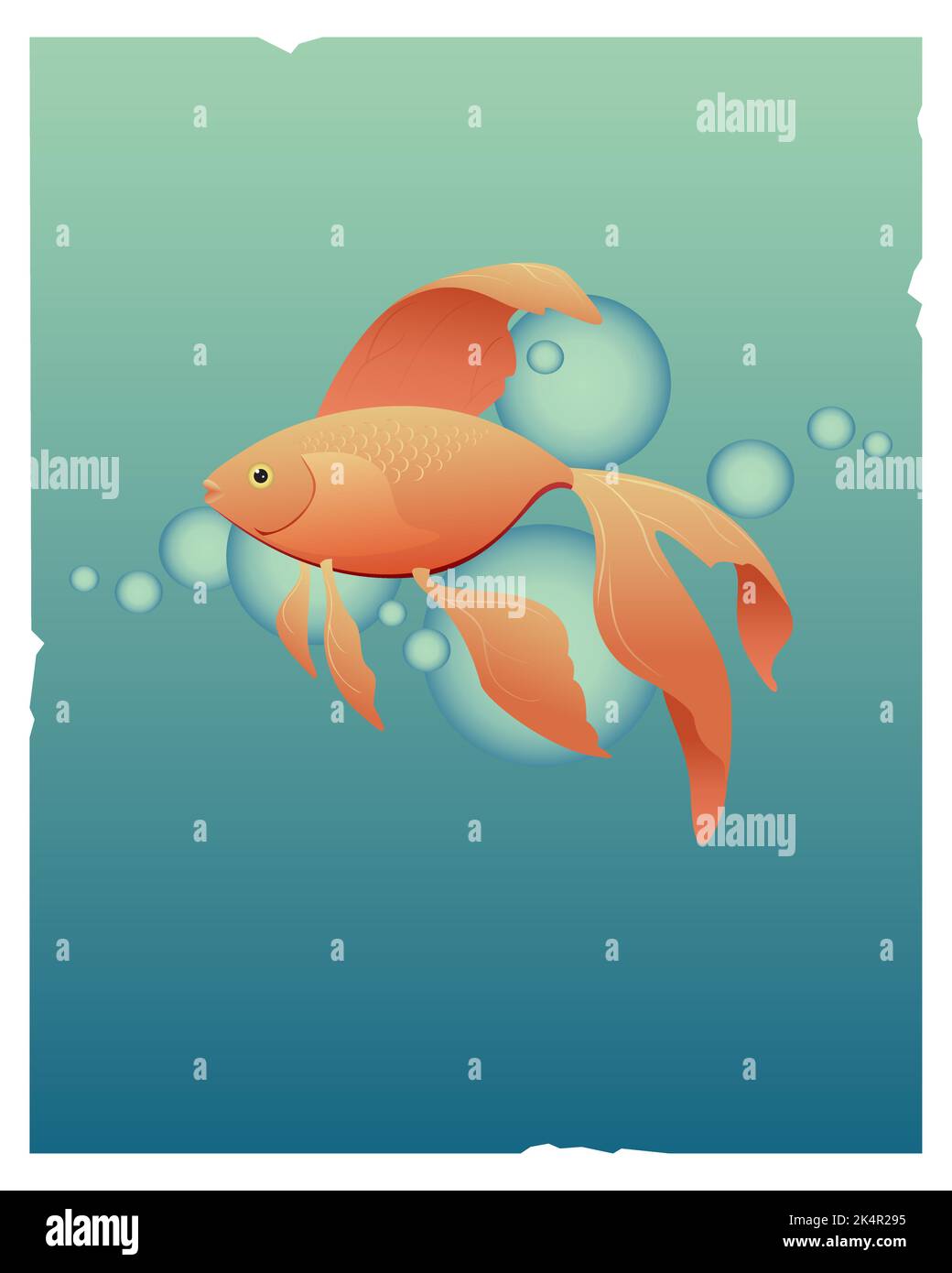 A beautiful orange goldfish and bubbles Stock Vector Image & Art - Alamy