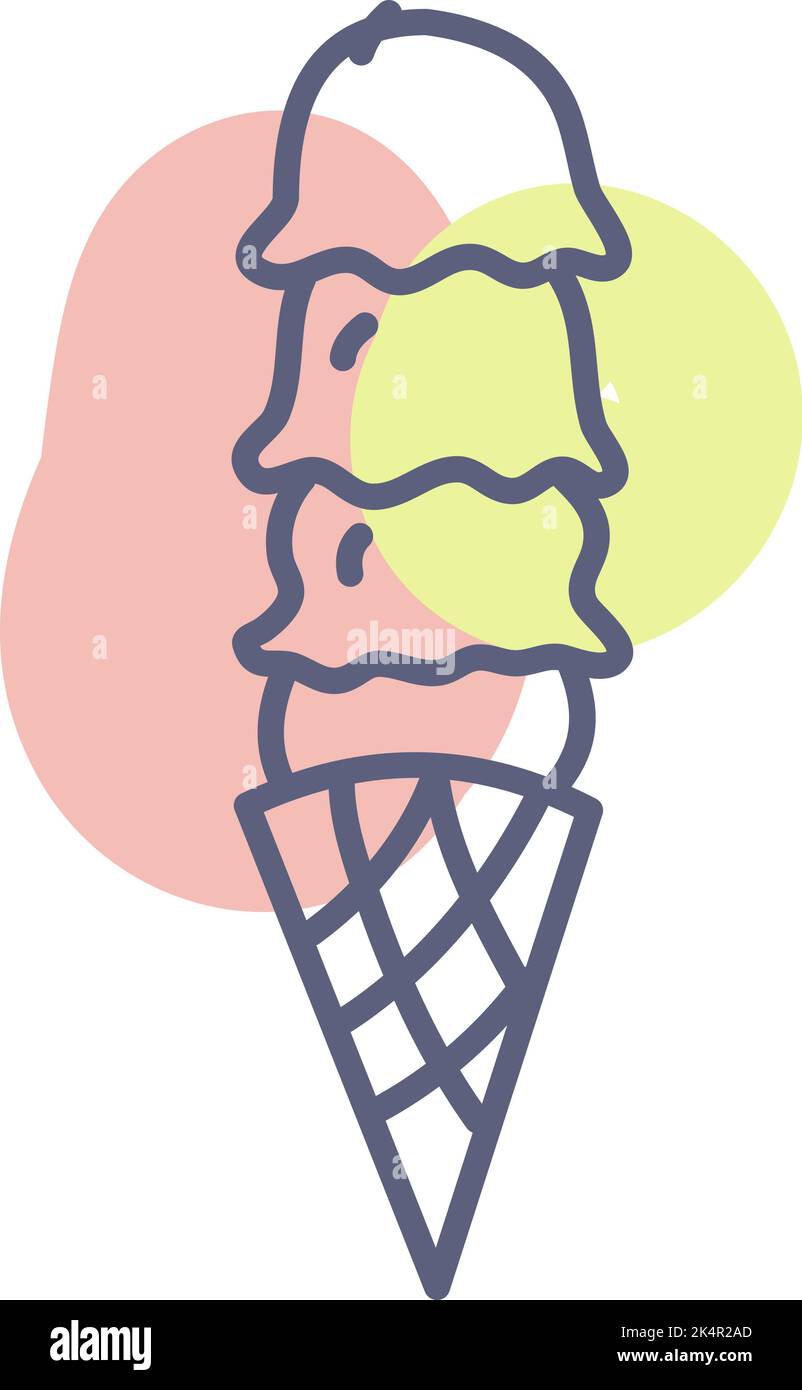 Three scoops of ice cream, illustration, vector on a white background ...
