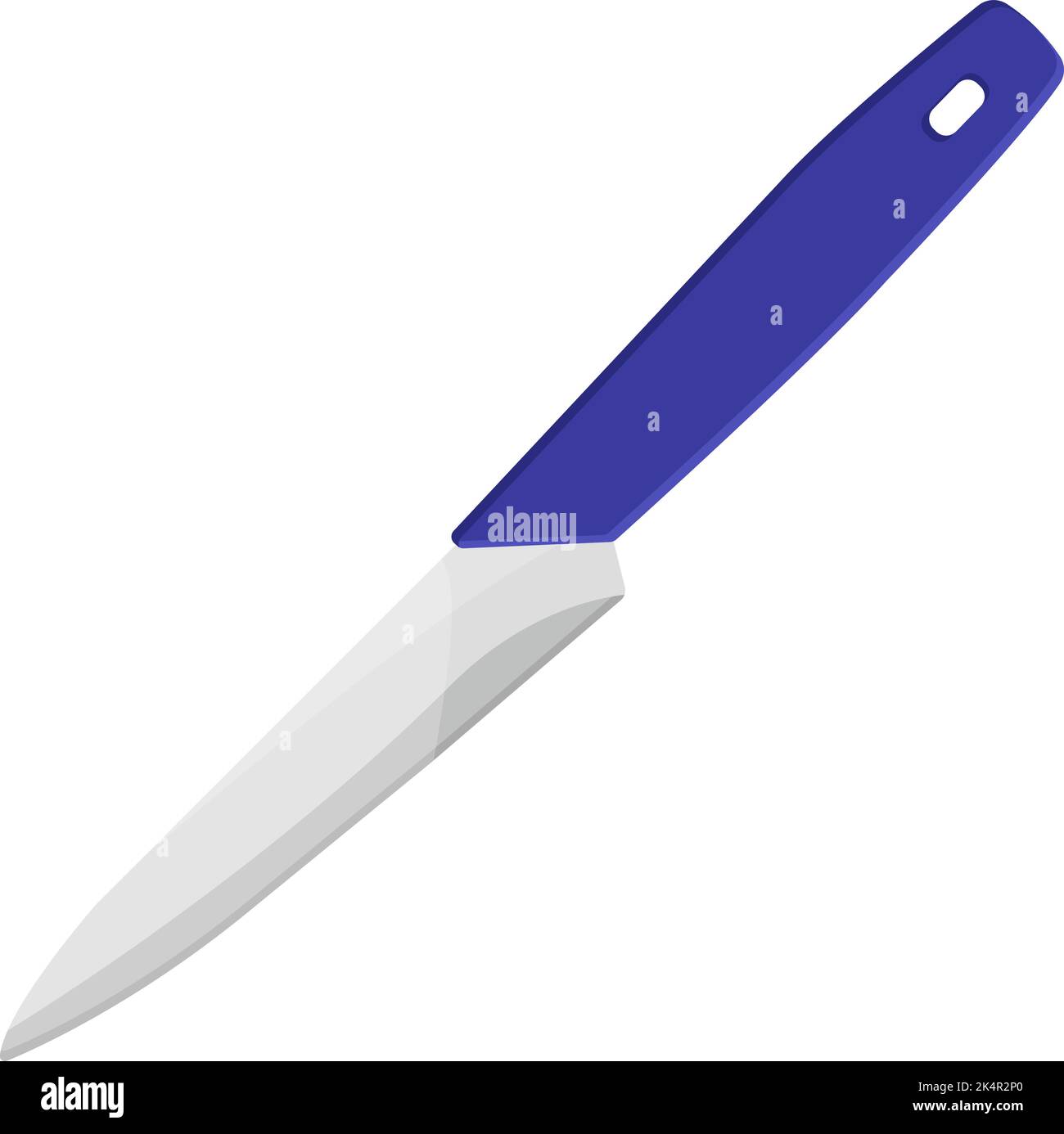 Kitchen knife with blue handle, illustration, vector on a white ...