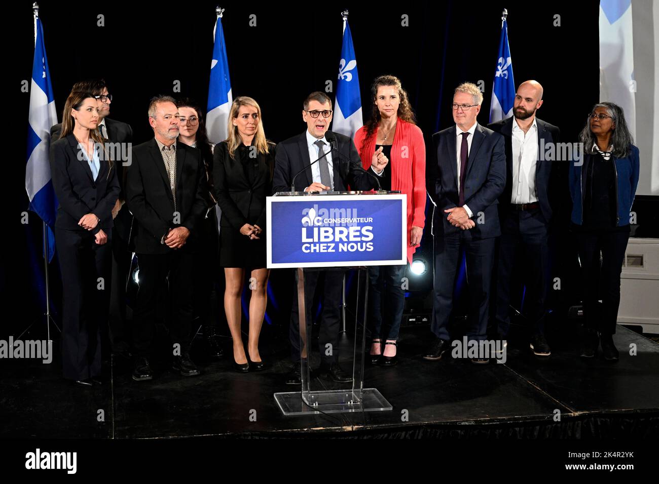 Quebec Conservative Leader Eric Duhaime speaks following the night‚Äôs ...