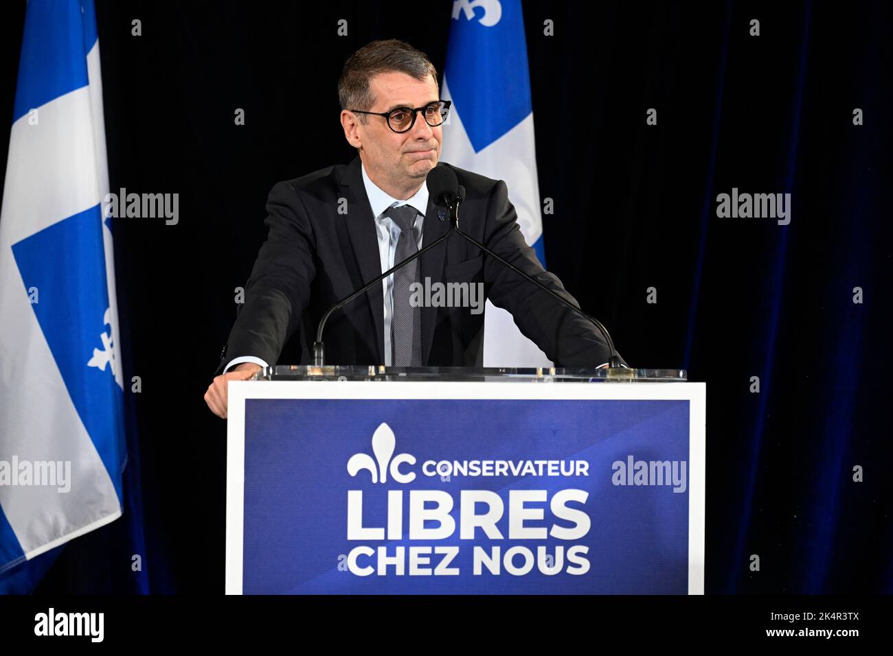 Quebec Conservative Leader Eric Duhaime speaks following the night‚Äôs ...