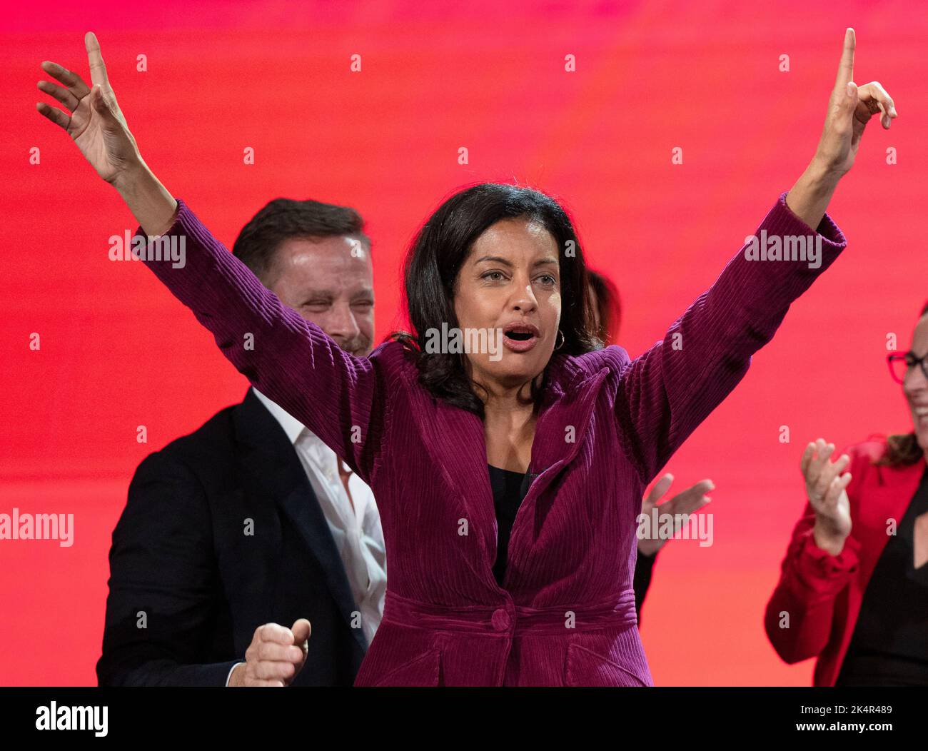 Quebec Liberal Leader Dominique Anglade speaks to supporters after the ...