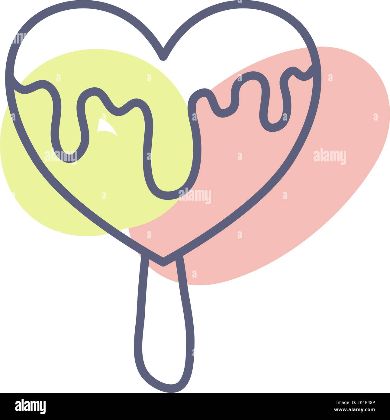 Heart shaped ice cream on stick, illustration, vector on a white ...