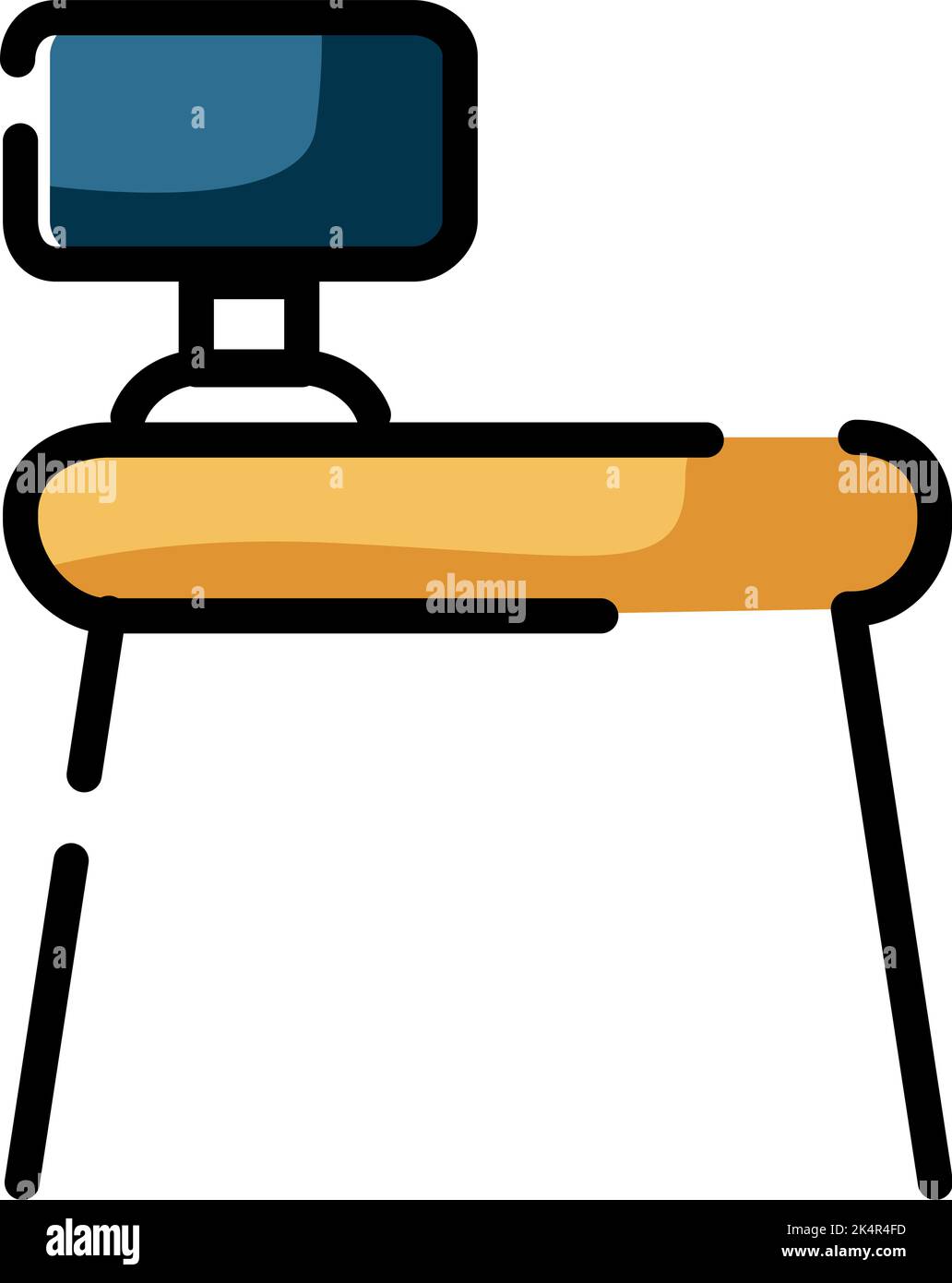 Yellow computer desk, illustration, vector on a white background Stock ...